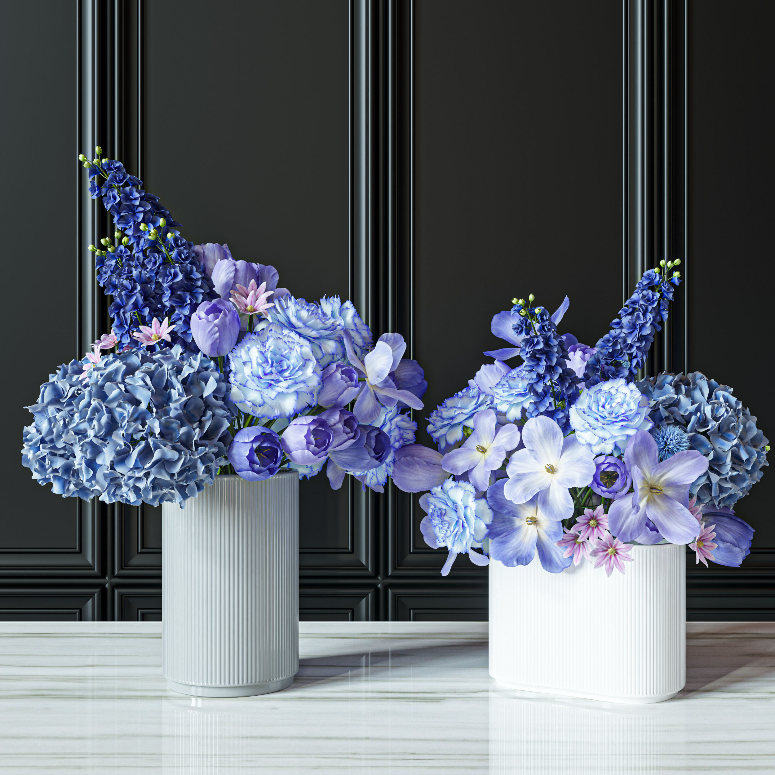Flower Set 031 Blue Flowers 3D model | CGTrader