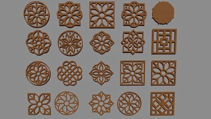 3D model wooden circular frame ornament VR / AR / low-poly | CGTrader