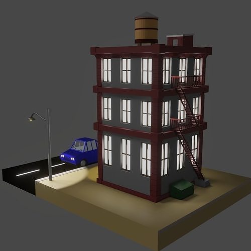 Cartoon Building free 3D model | CGTrader