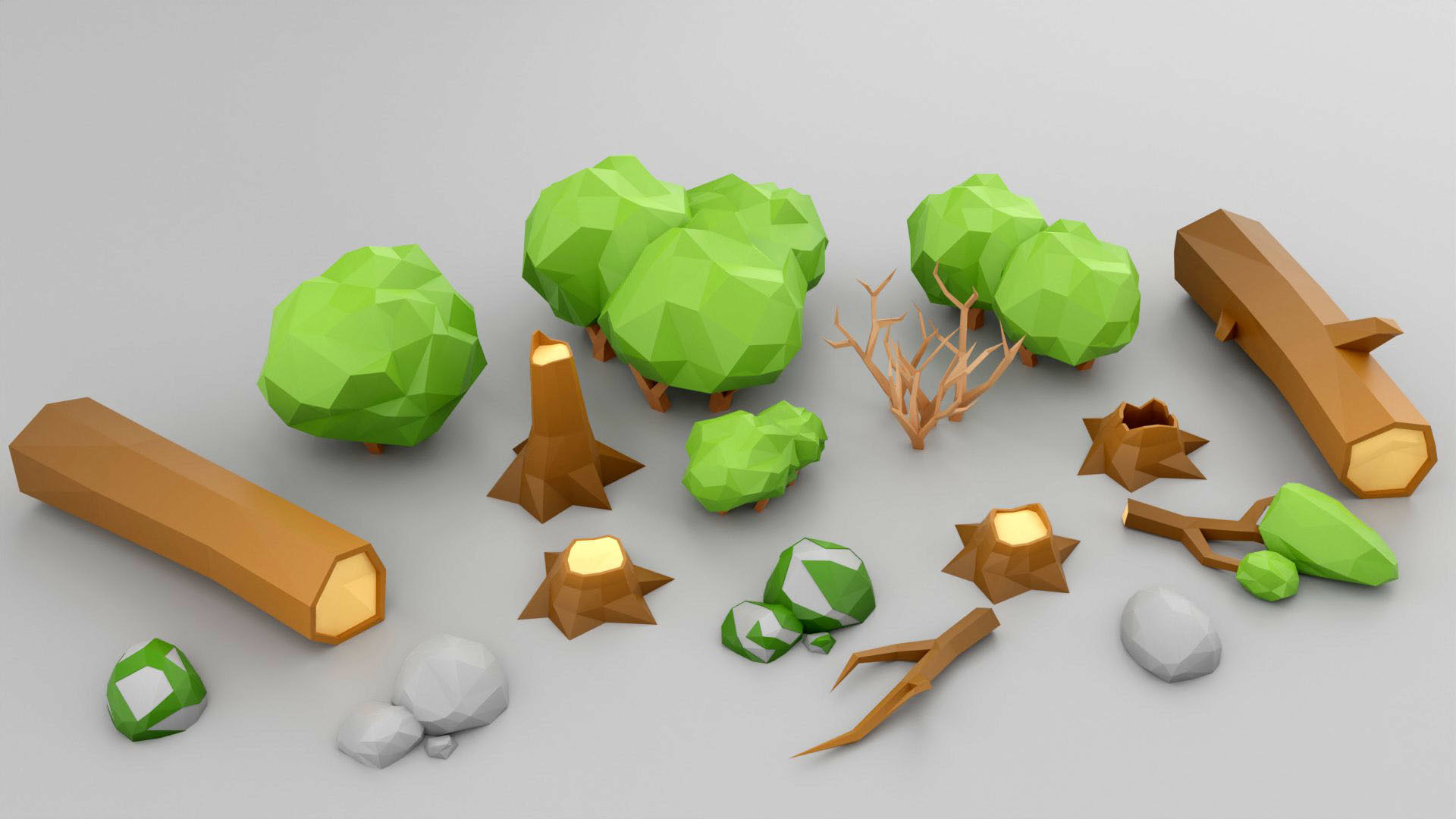 Low-Poly Forest Nature Set Free Trial free VR / AR / low-poly 3D model | CGTrader