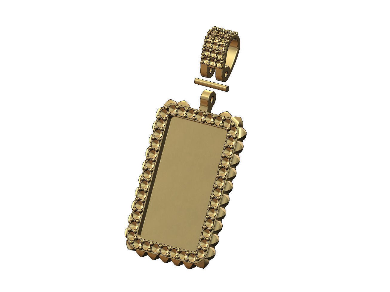 Spikes rectangular diamond bail memory pendant 3D model 3D printable ...