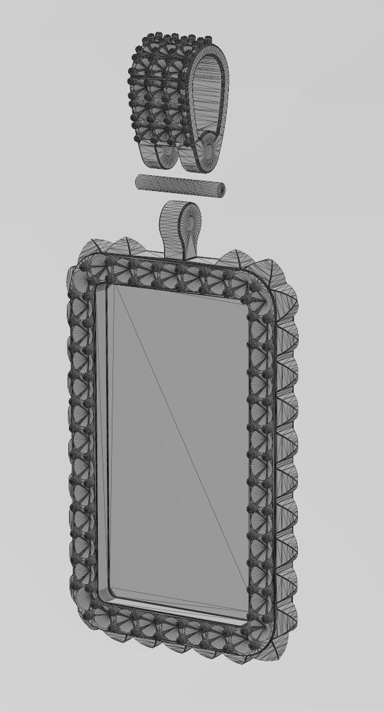 Spikes rectangular diamond bail memory pendant 3D model 3D printable ...