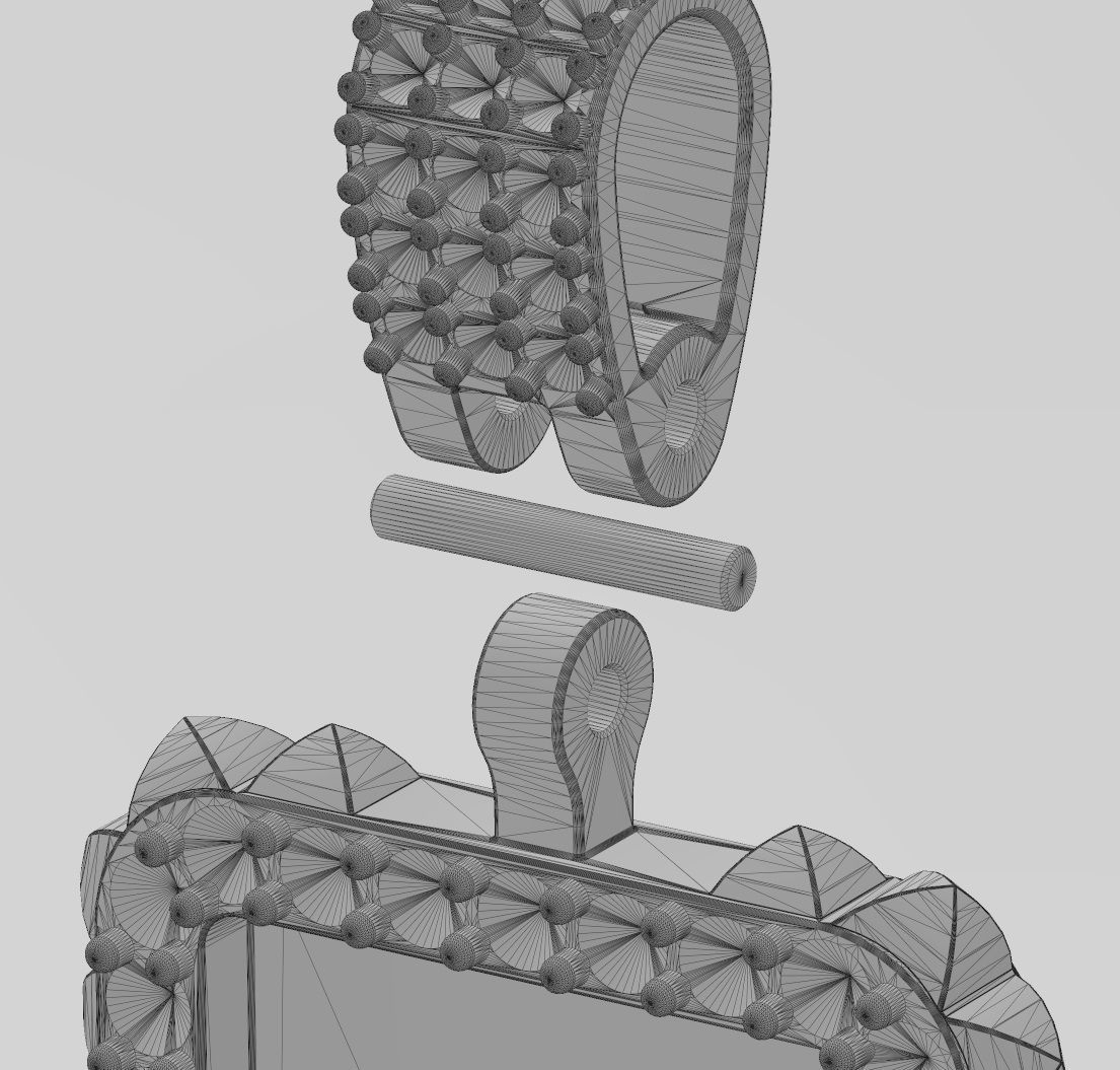 Spikes rectangular diamond bail memory pendant 3D model 3D printable ...