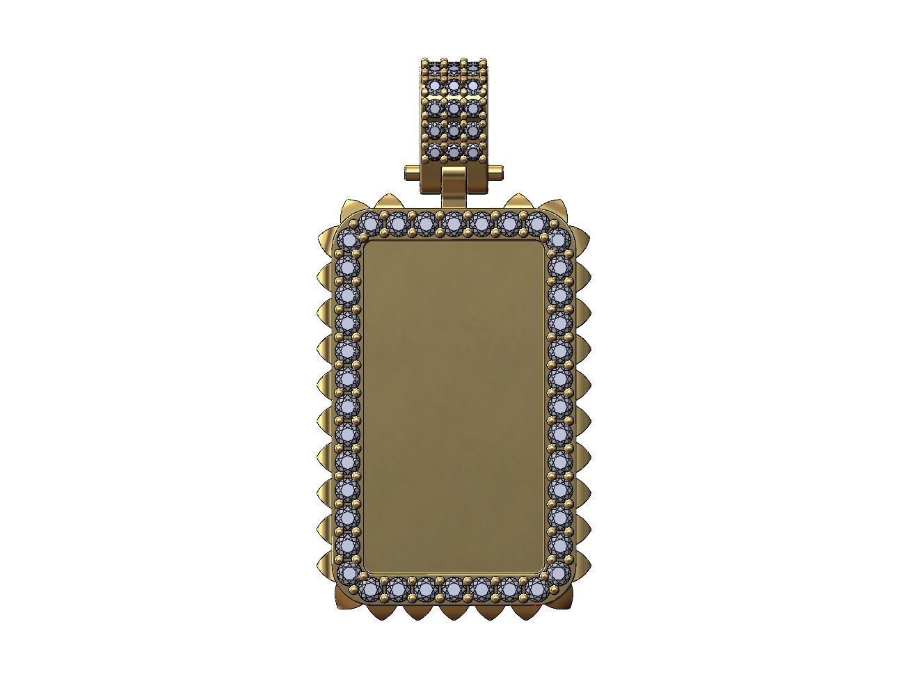 Spikes rectangular diamond bail memory pendant 3D model 3D printable ...