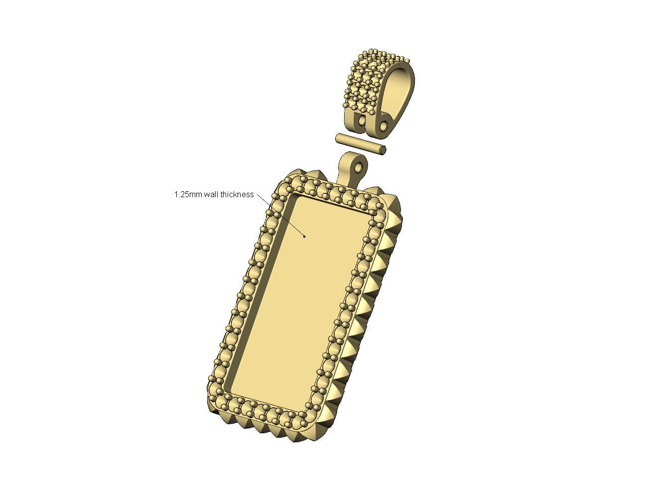 Spikes rectangular diamond bail memory pendant 3D model 3D printable ...