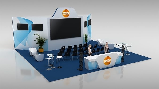GENERIC EXHIBITION BOOTH 10X10 METERS 3D model | CGTrader