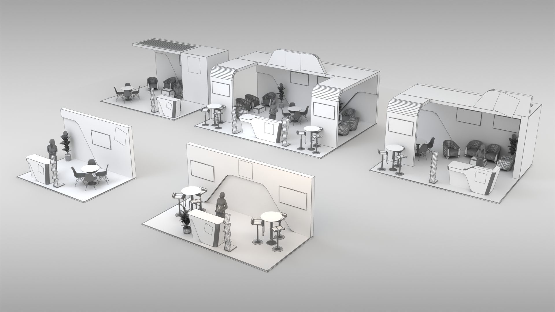 Generic tradeshow booth collection various sizes 3D model | CGTrader