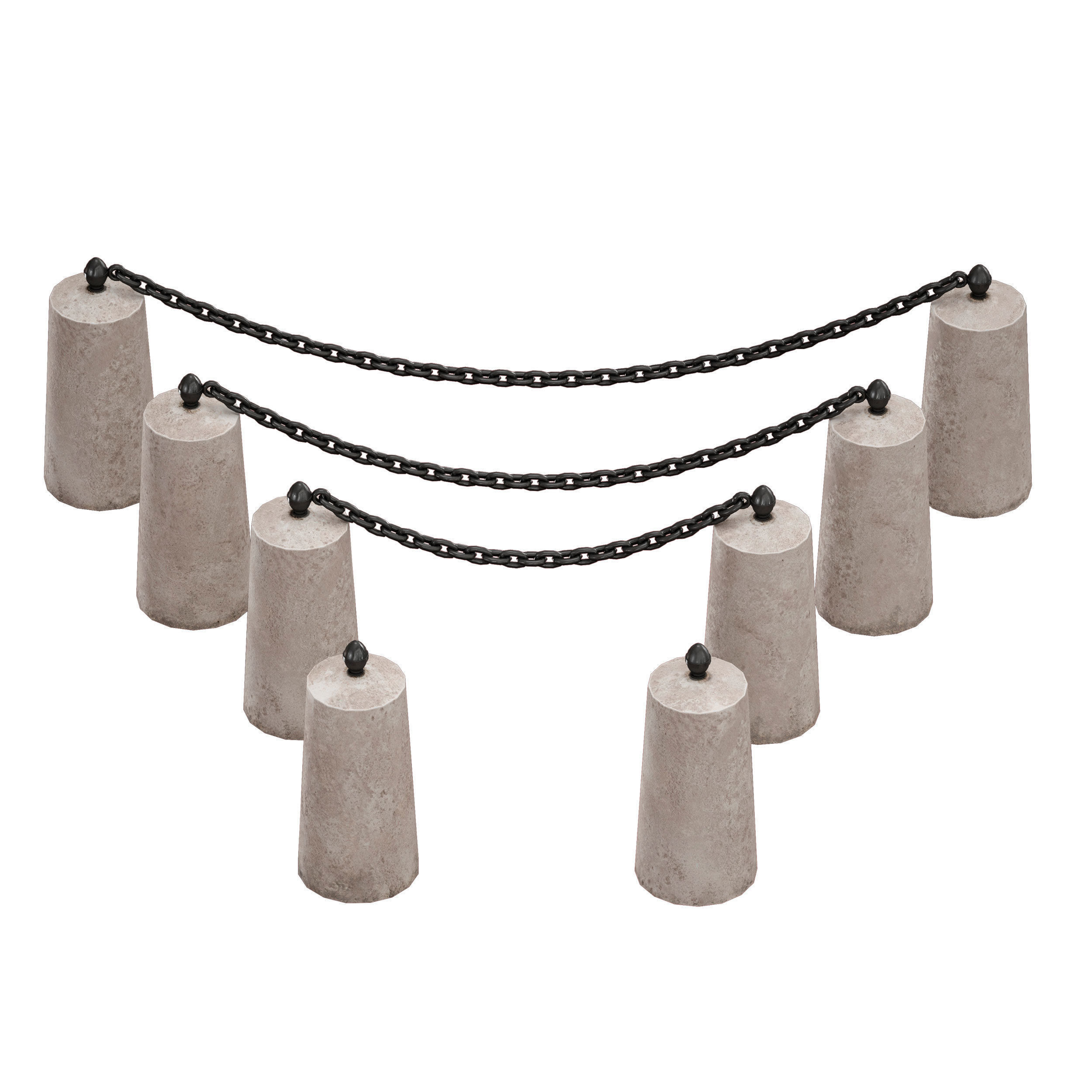Fencing Concrete poles with chains 3D model | CGTrader