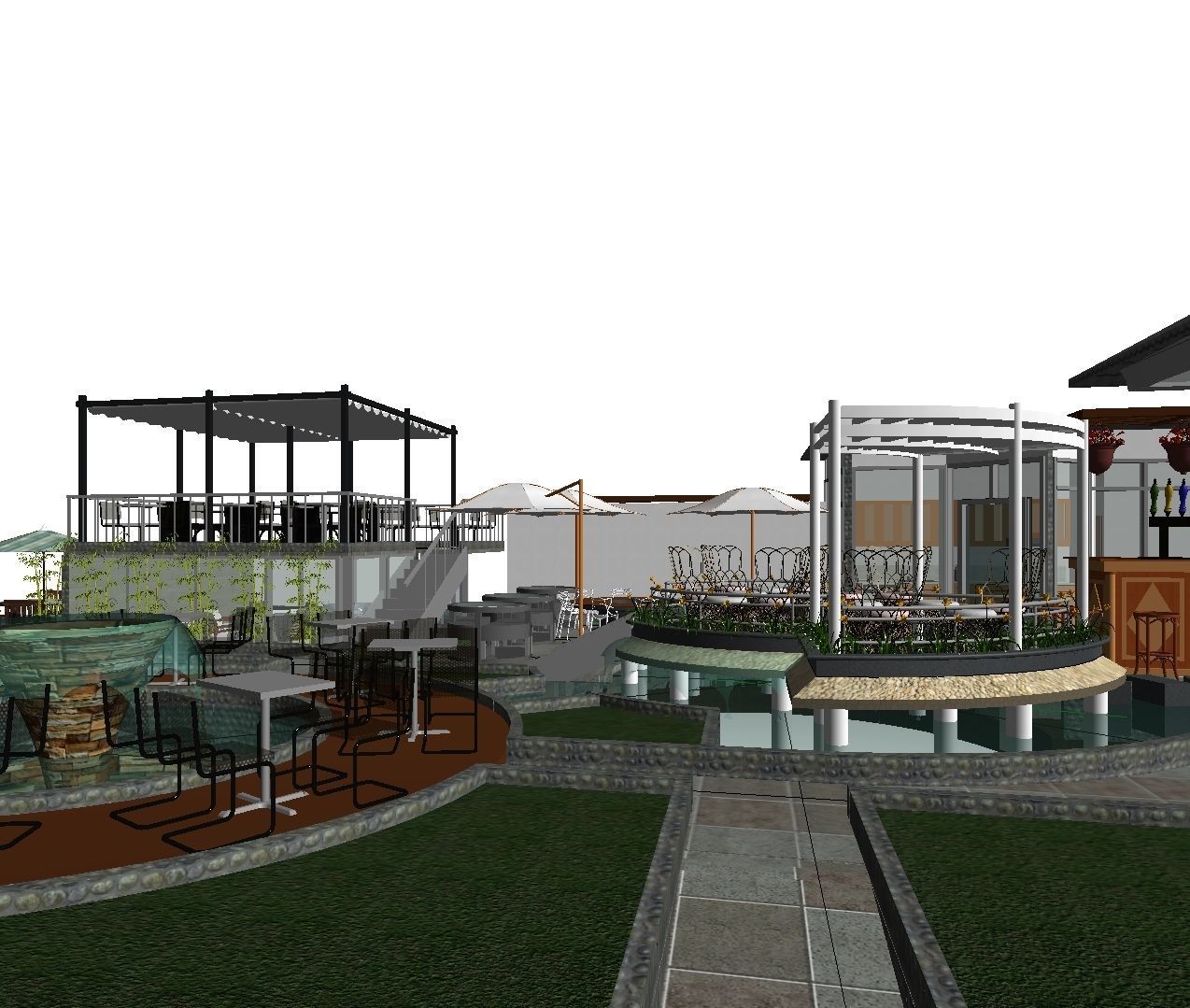 Revit Garden coffee with multi spaces 3D model | CGTrader
