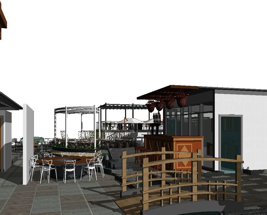 Revit Garden coffee with multi spaces 3D model | CGTrader