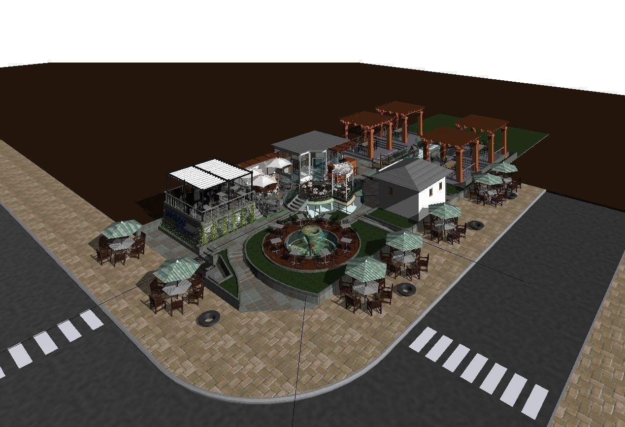 Revit Garden coffee with multi spaces 3D model | CGTrader