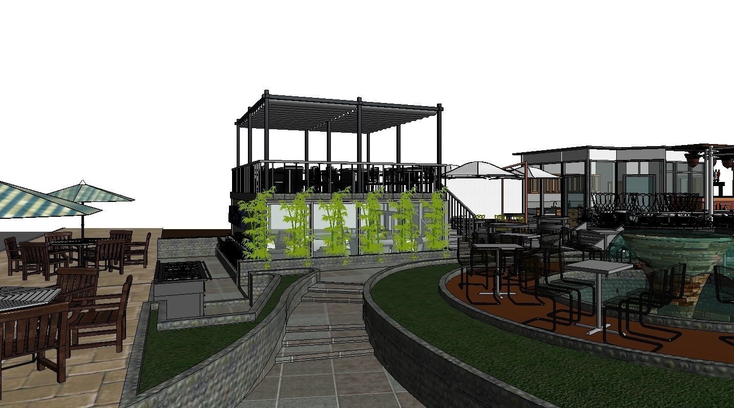 Revit Garden coffee with multi spaces 3D model | CGTrader