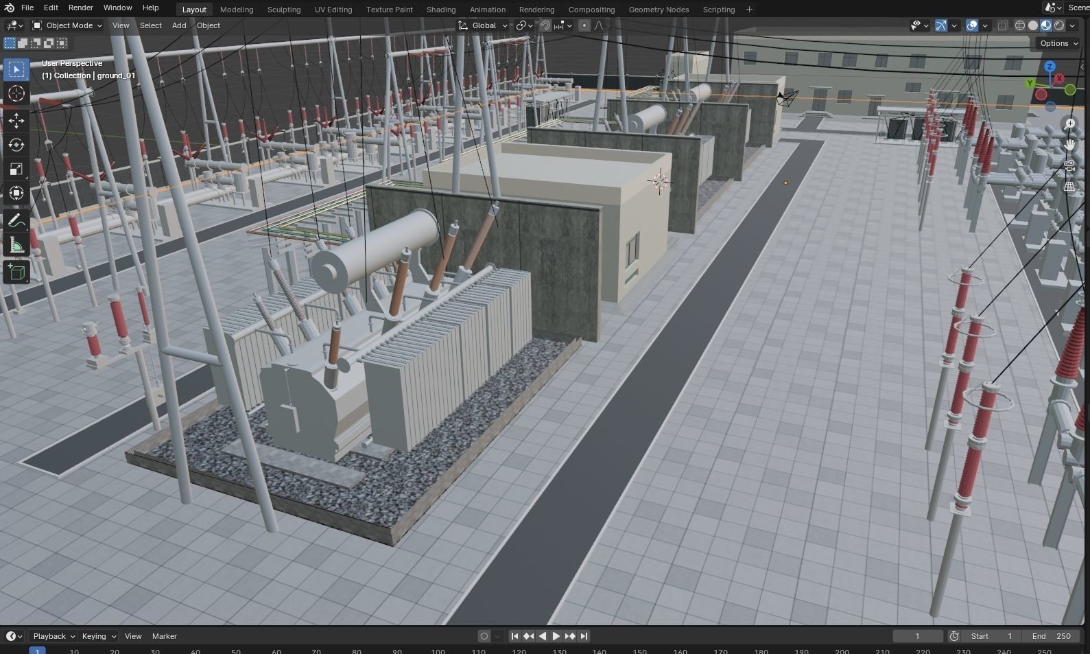 Electrical power substation 3D model | CGTrader
