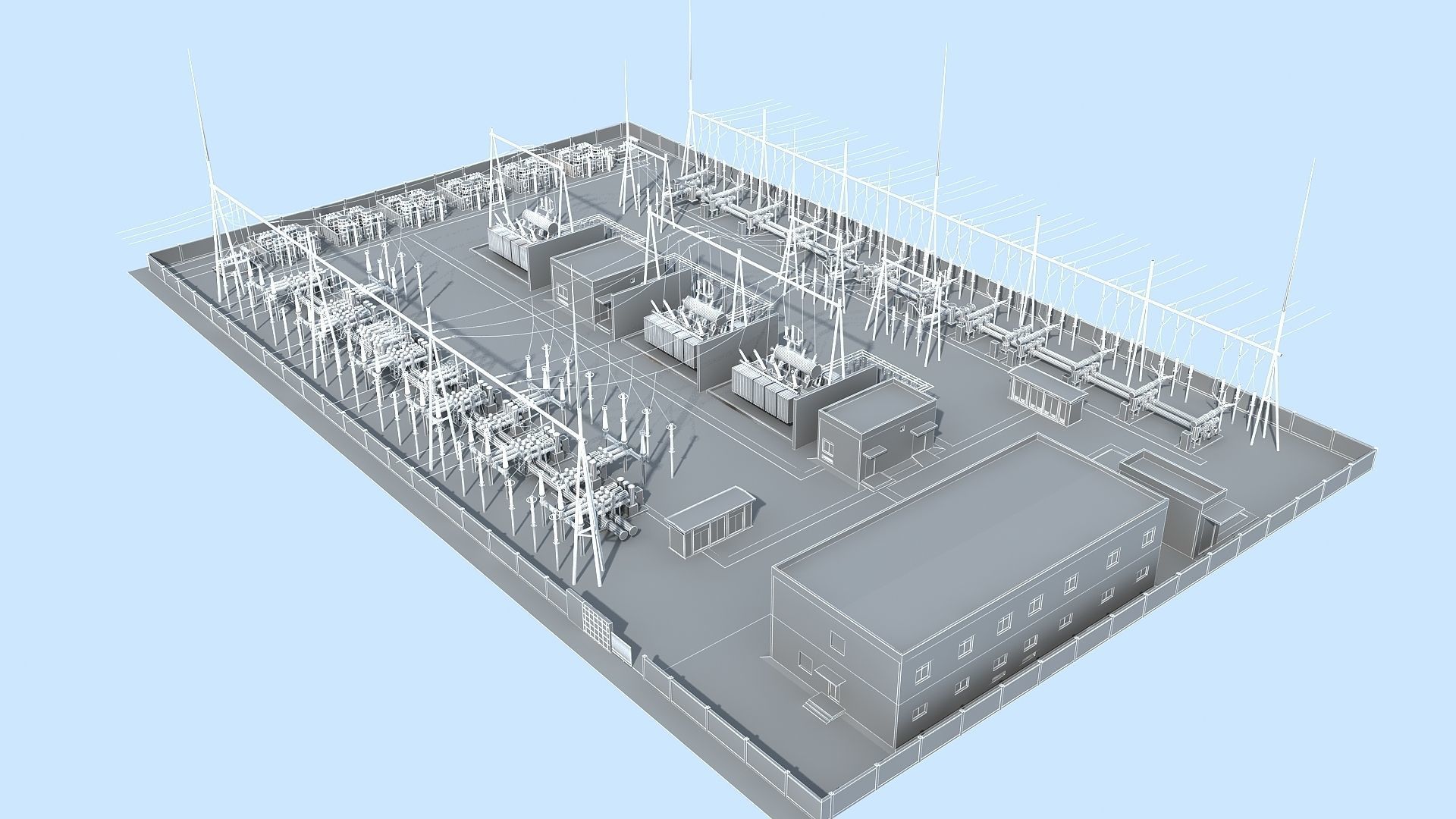 Electrical power substation 3D model | CGTrader
