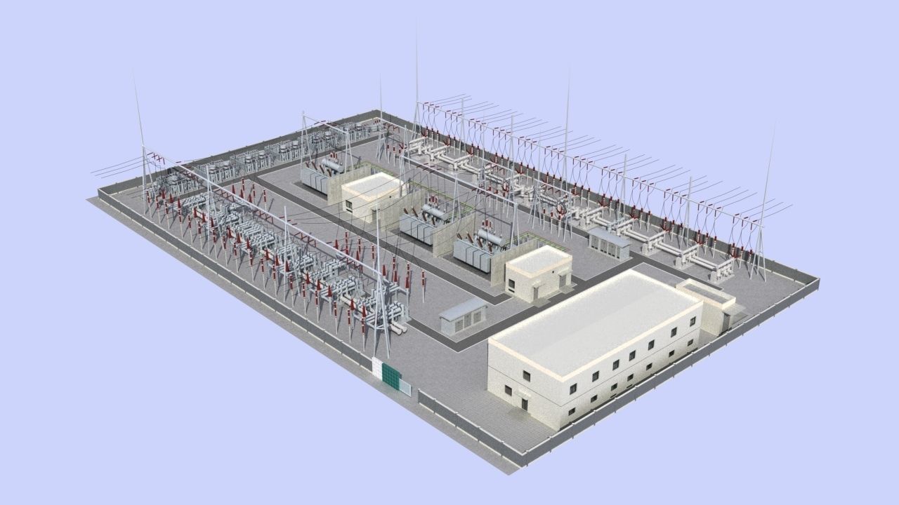 Electrical power substation 3D model | CGTrader