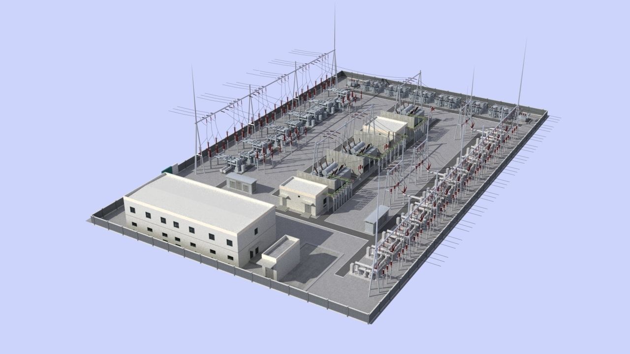 Electrical power substation 3D model | CGTrader