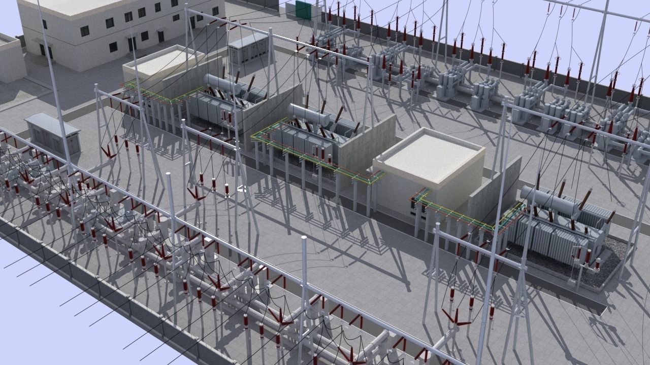 Electrical power substation 3D model | CGTrader