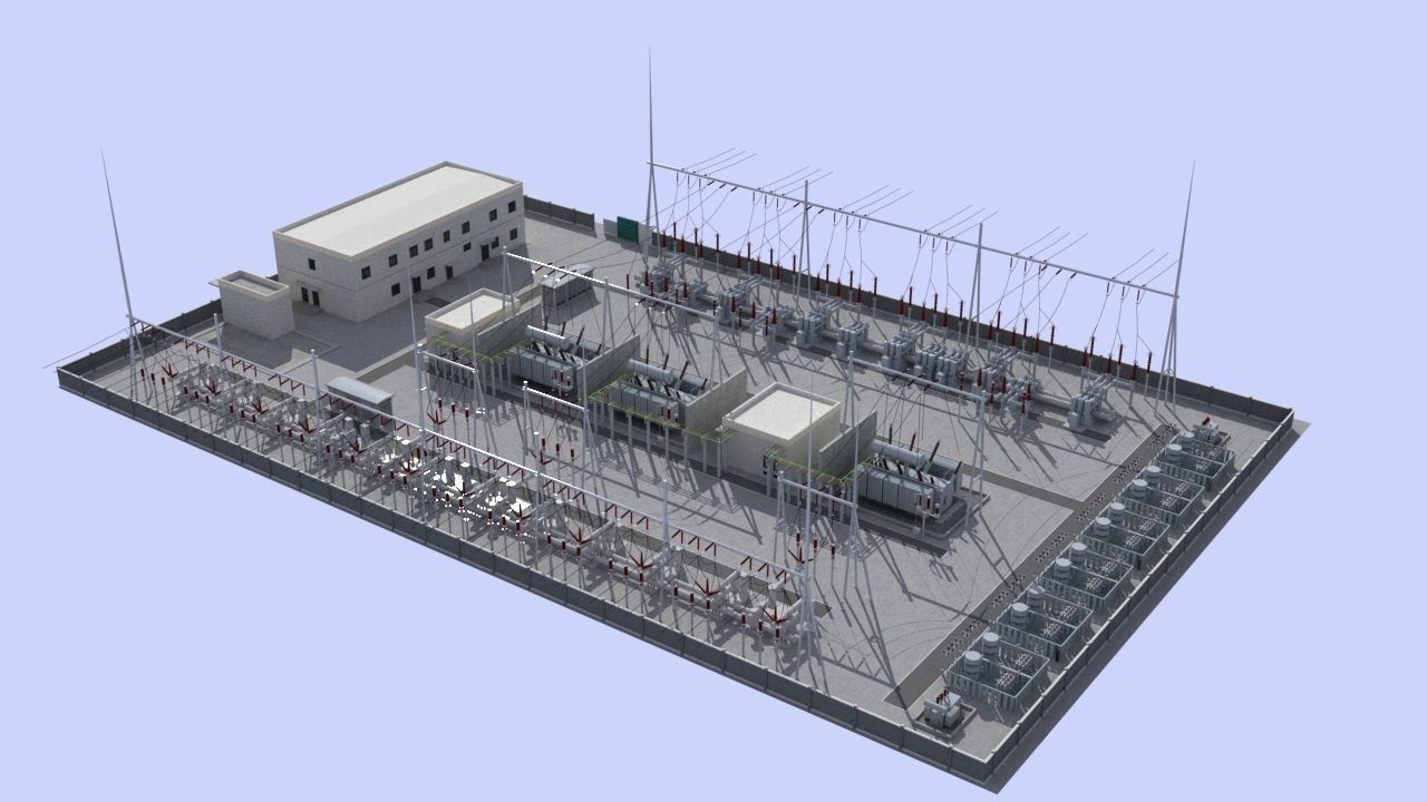 Electrical power substation 3D model | CGTrader