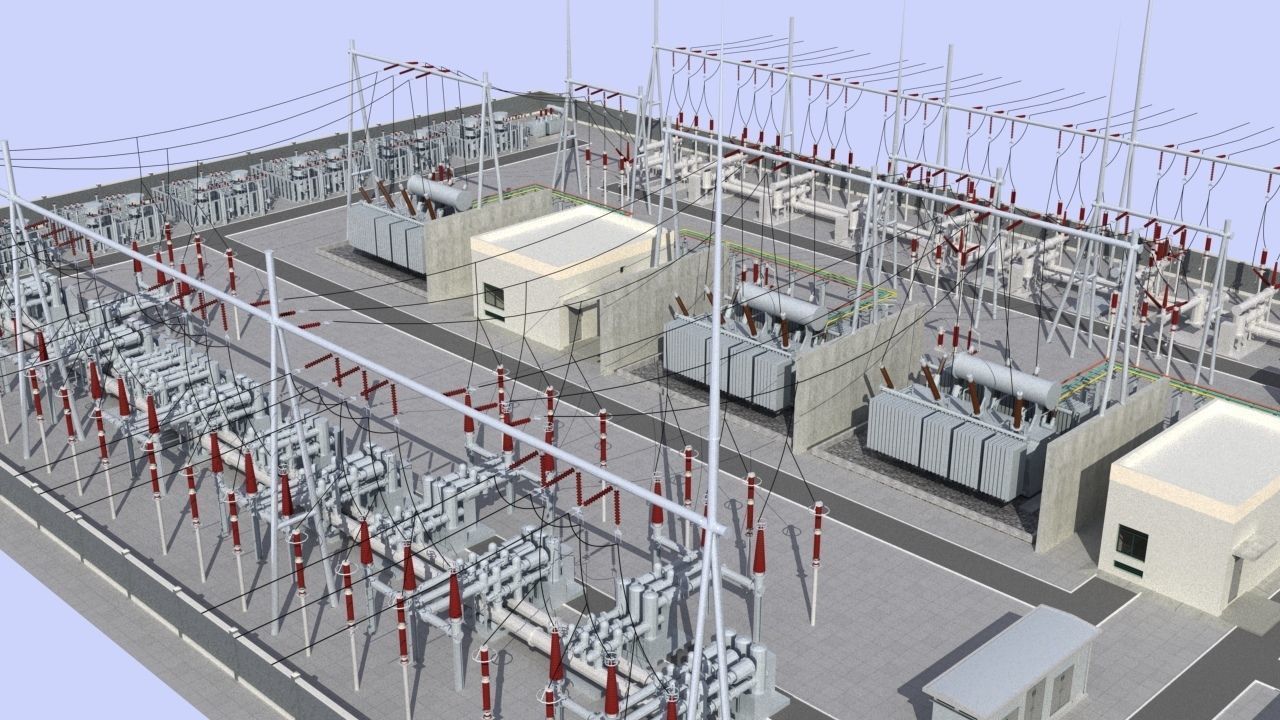 Electrical power substation 3D model | CGTrader