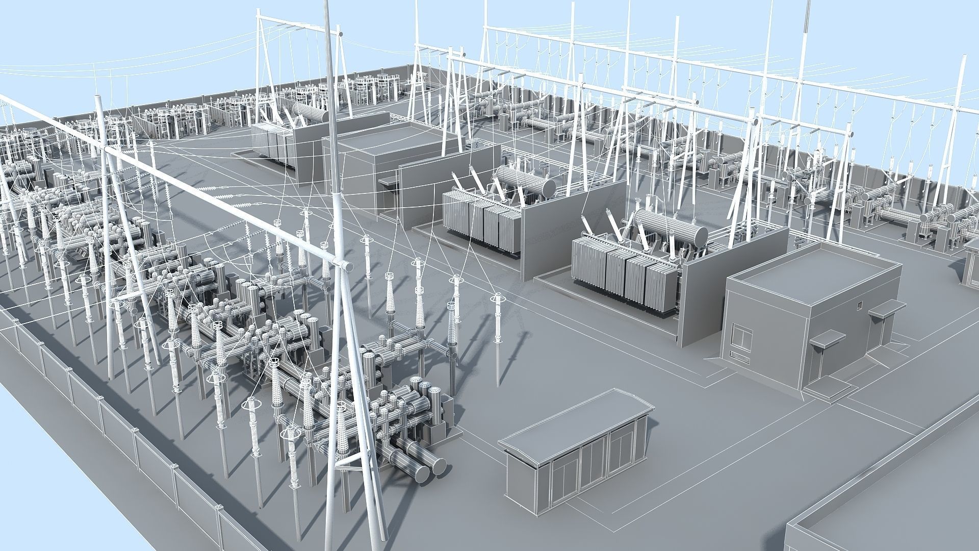 Electrical power substation 3D model | CGTrader
