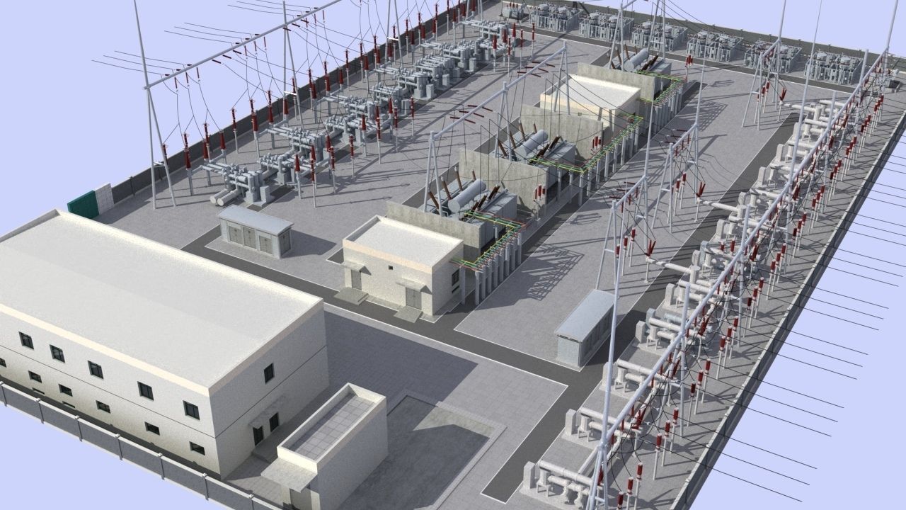Electrical power substation 3D model | CGTrader