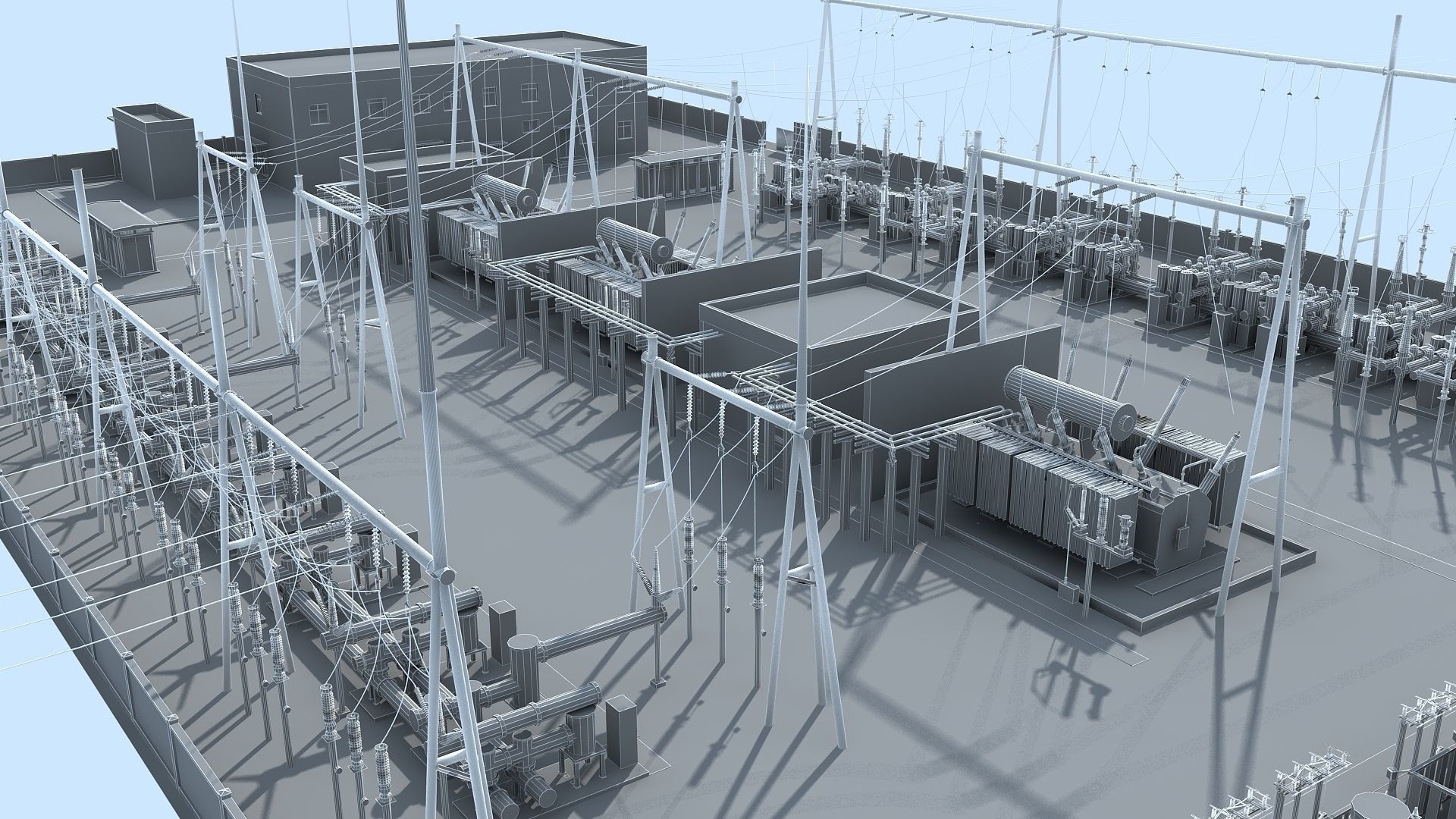 Electrical power substation 3D model | CGTrader