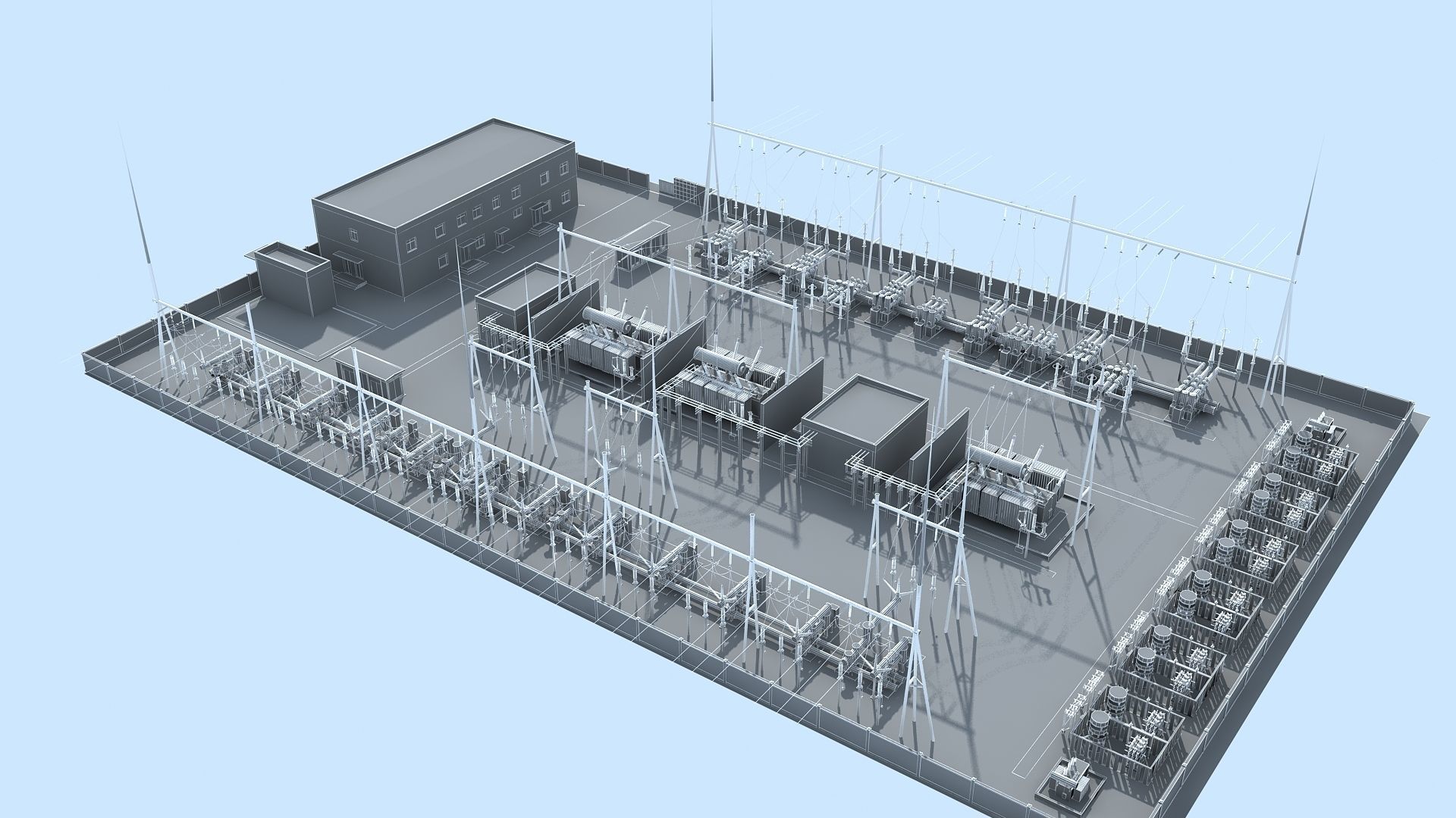 Electrical power substation 3D model | CGTrader