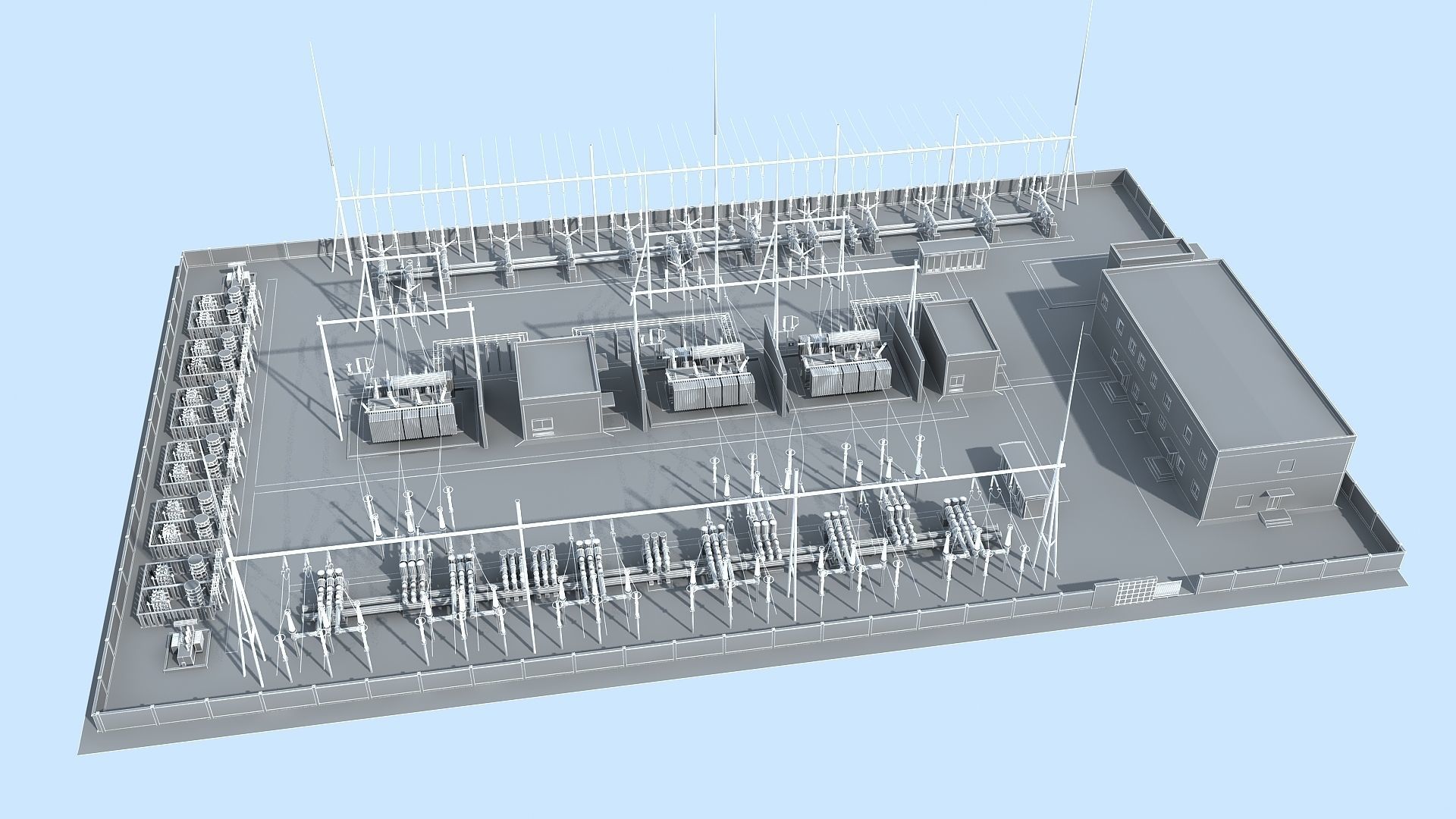 Electrical power substation 3D model | CGTrader