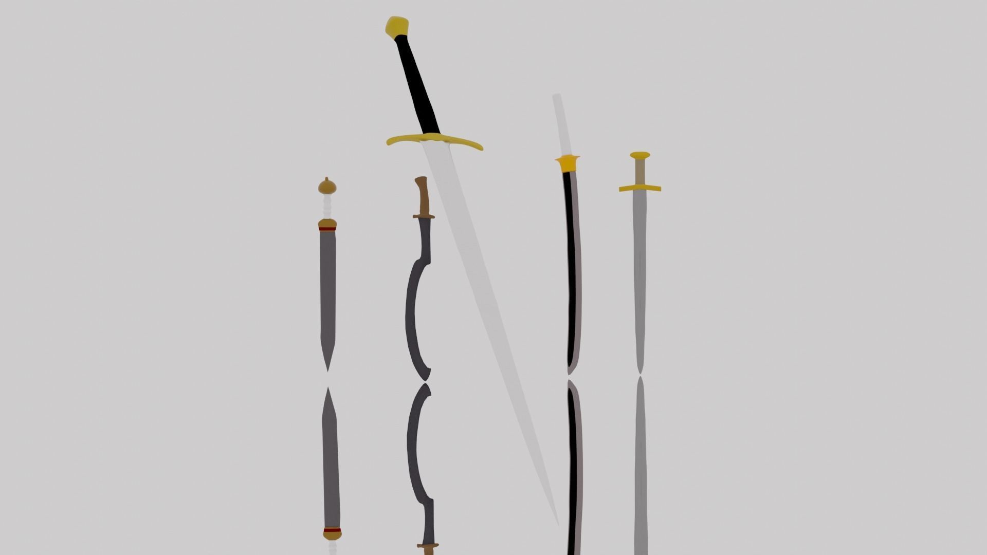 3D model Sword pack low poly game ready rigged VR / AR / low-poly ...