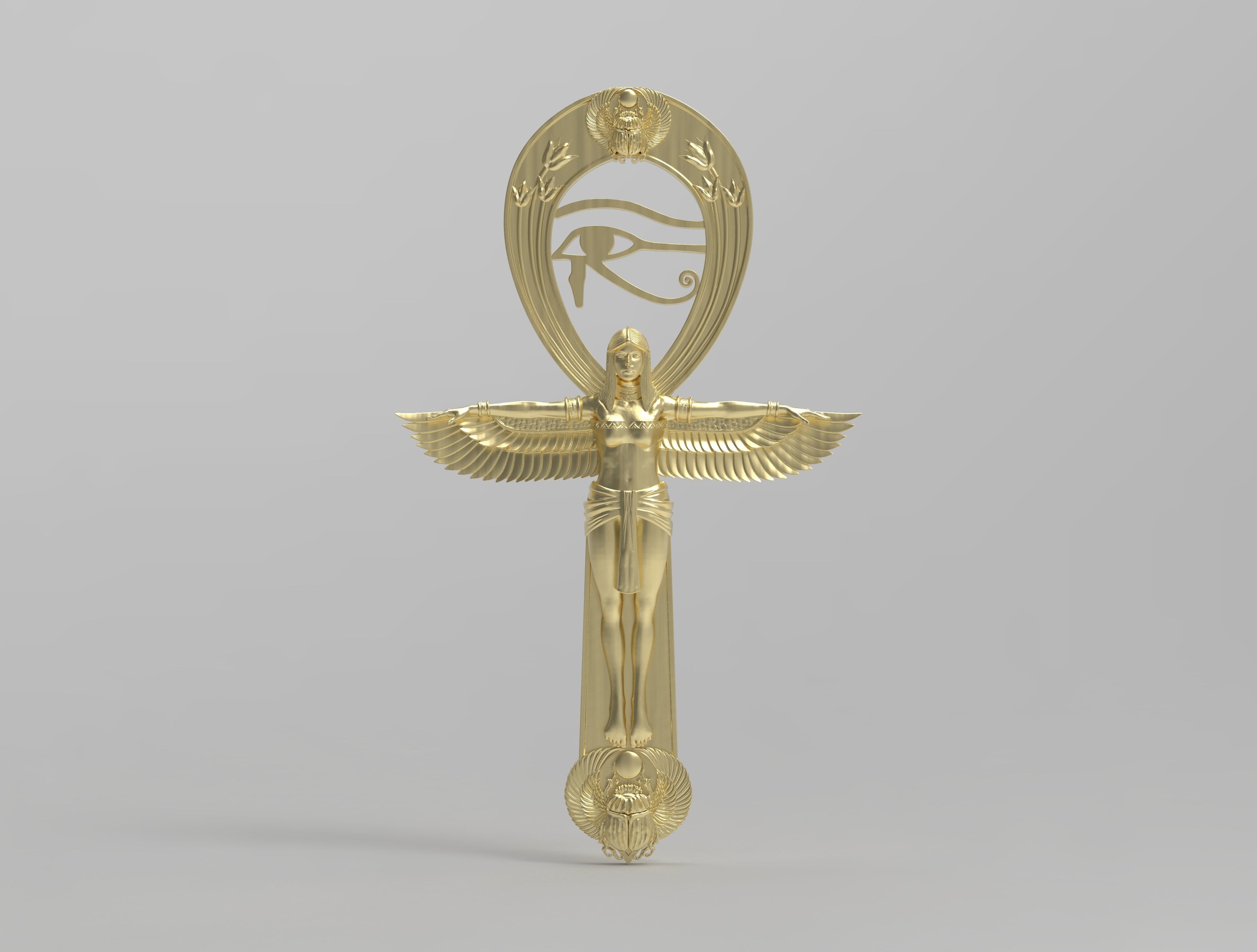 ISIS ANKH WITH SCARAB AND HORUS EYE 3D model 3D printable | CGTrader