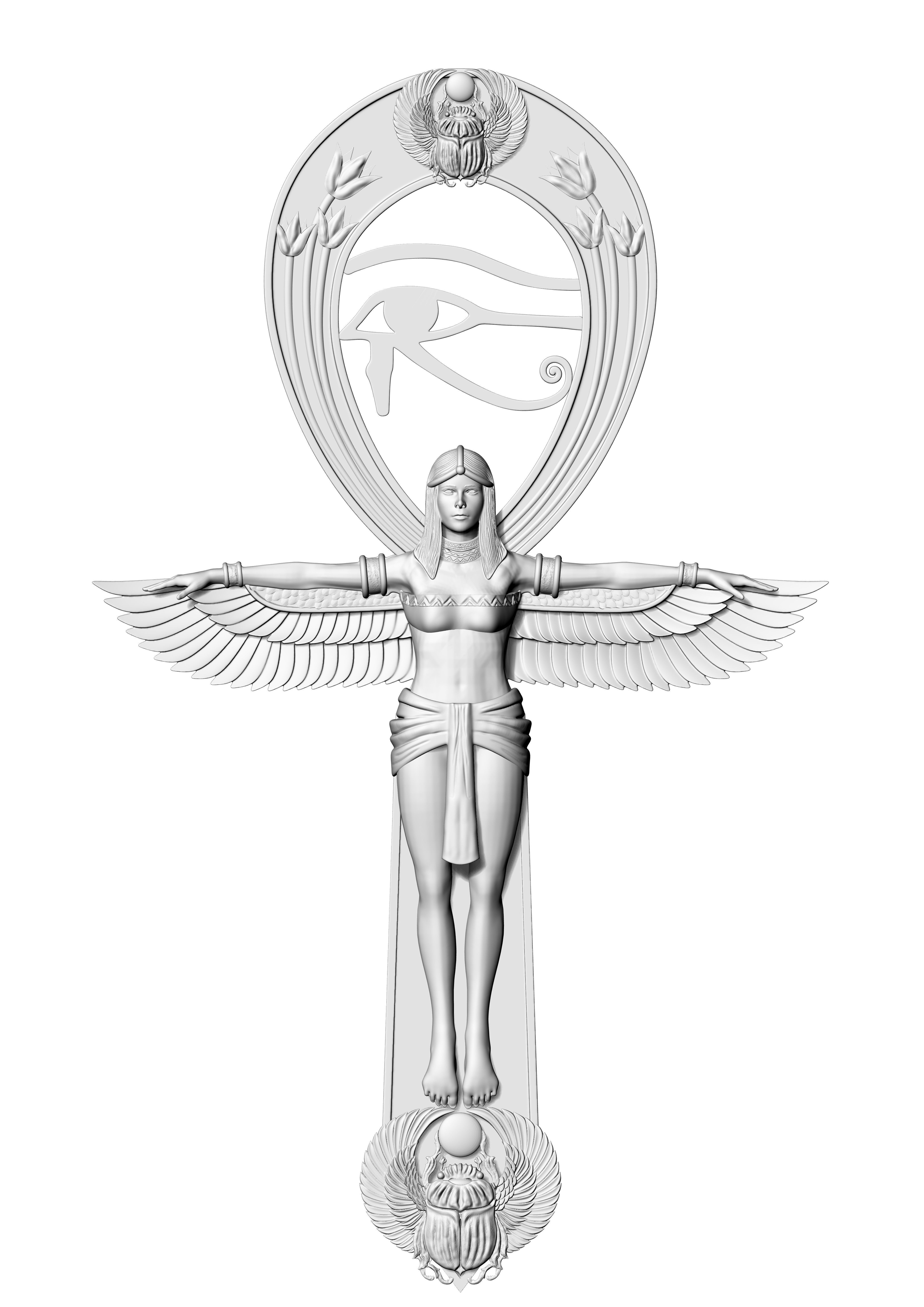 ISIS ANKH WITH SCARAB AND HORUS EYE 3D model 3D printable | CGTrader