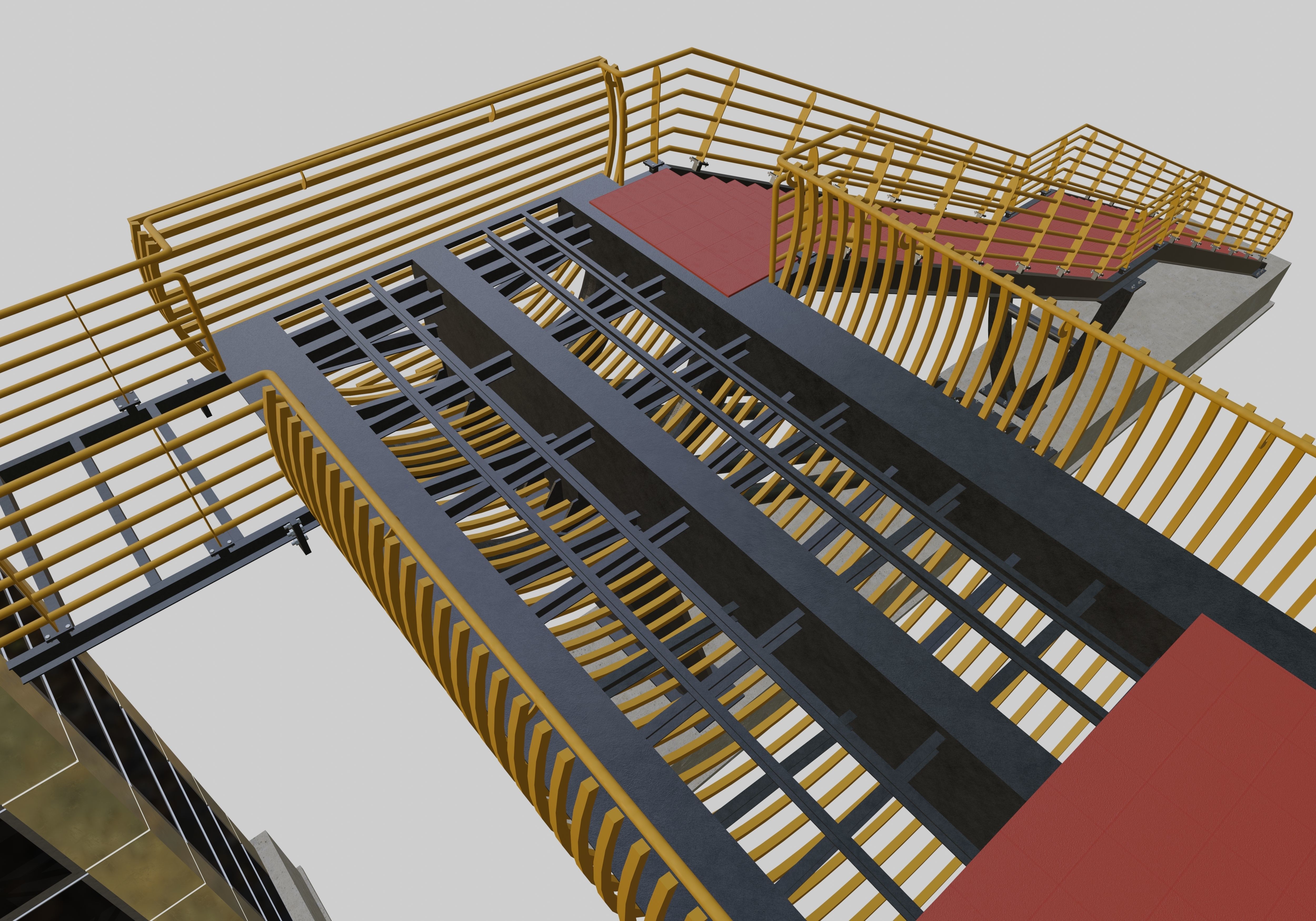 Steel Pedestrian Bridge-Elevator-Oblique Cone Column Type-25 3D model ...