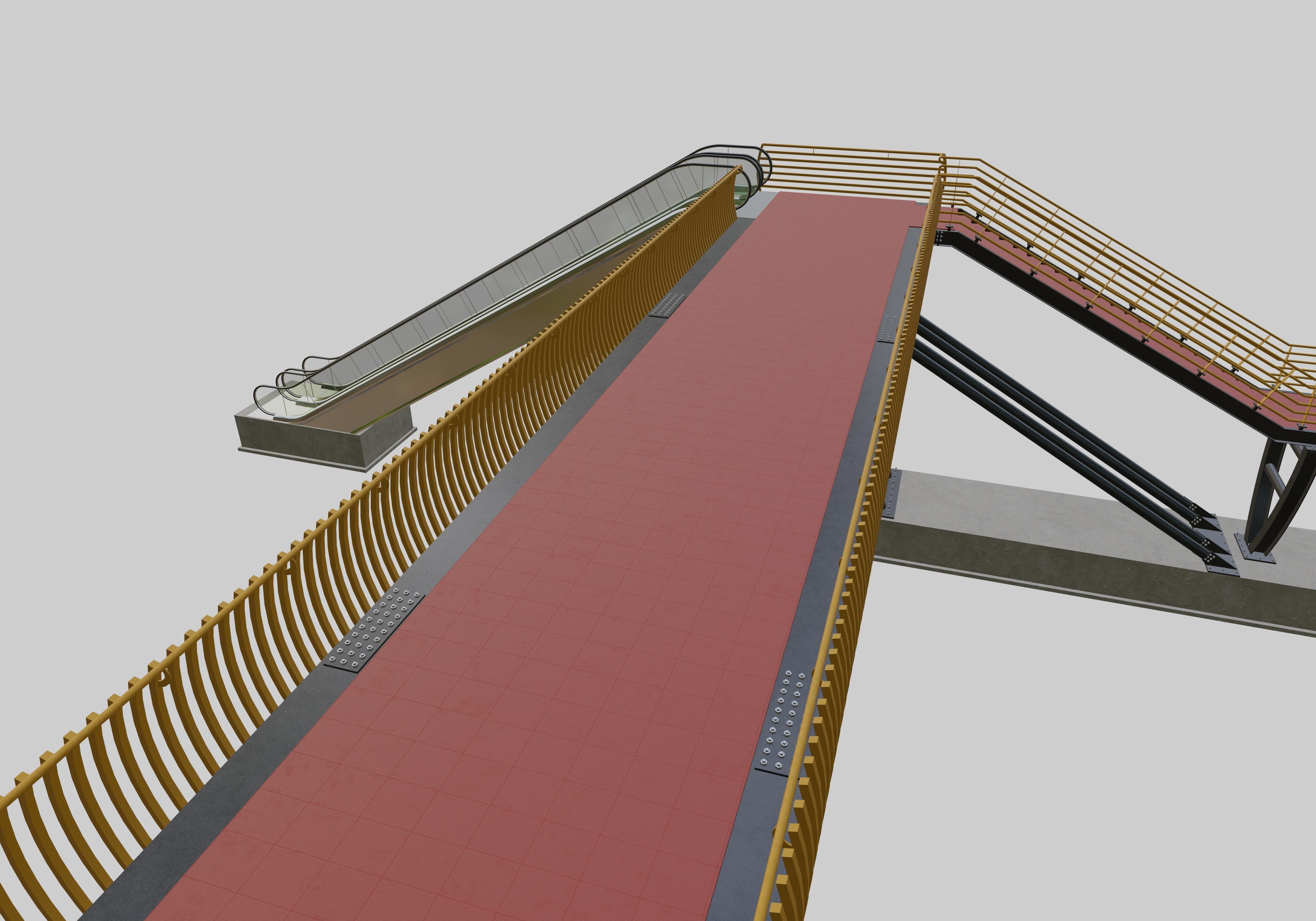 Steel Pedestrian Bridge-Escalator-Oblique Cone Column Type-26 3D model ...