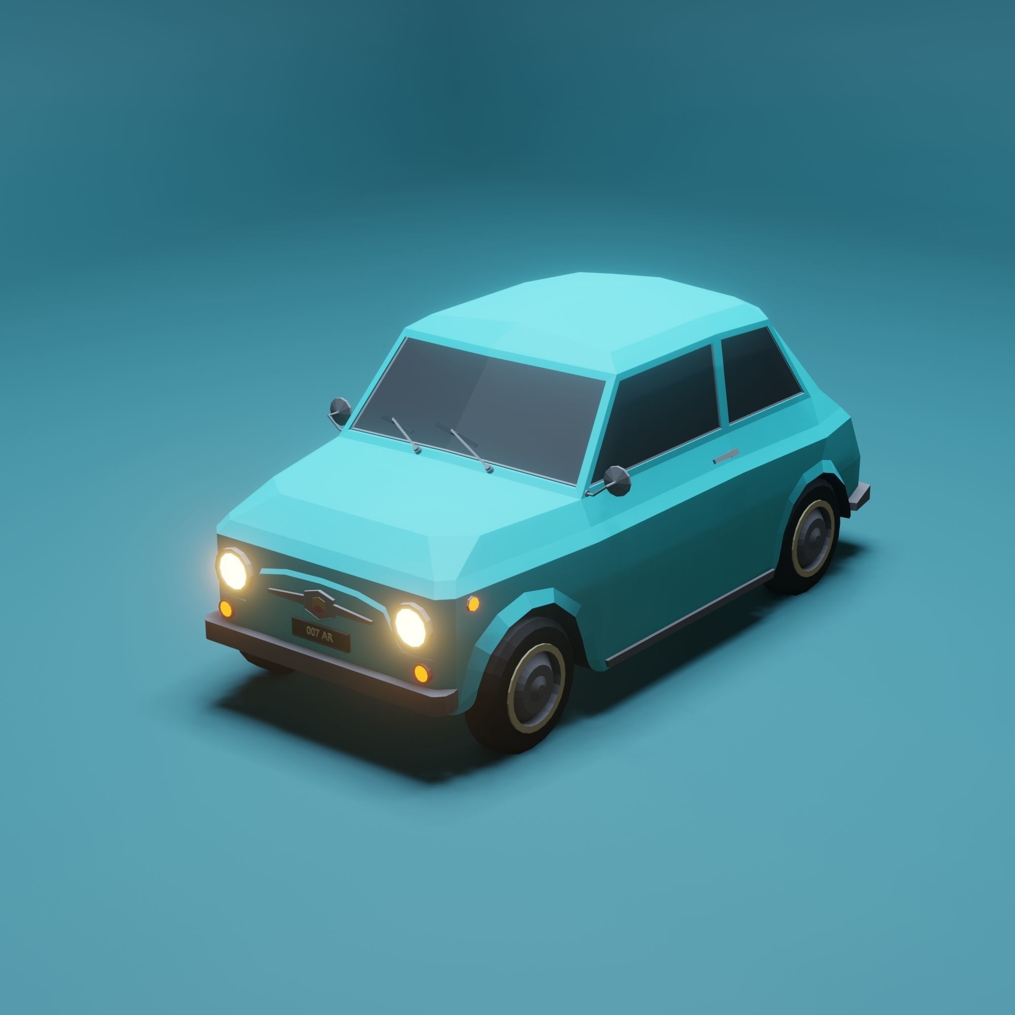 Low Poly Car 3D Model with headlights free 3D model | CGTrader