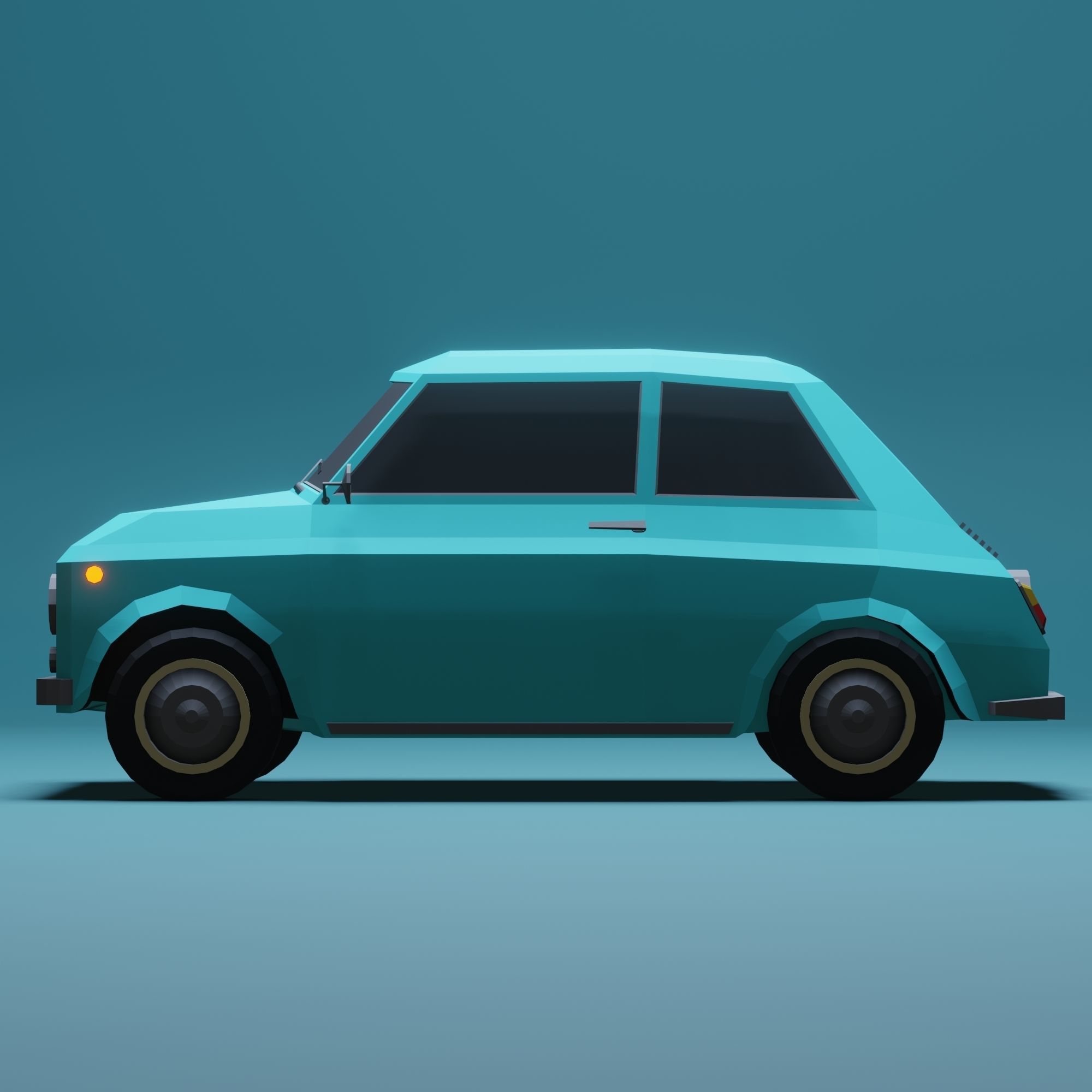 Low Poly Car 3D Model with headlights free 3D model | CGTrader