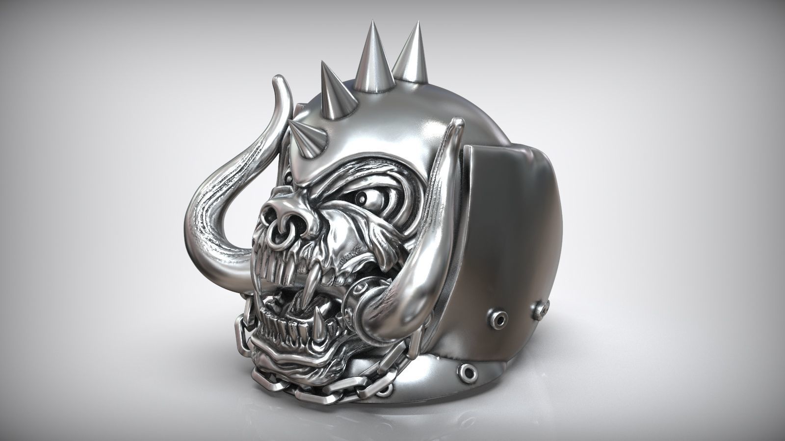 Motorhead Warpig Skull Metal Band Ring 3D model 3D printable | CGTrader