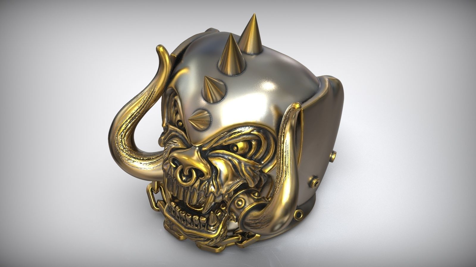 Motorhead Warpig Skull Metal Band Ring 3D model 3D printable | CGTrader
