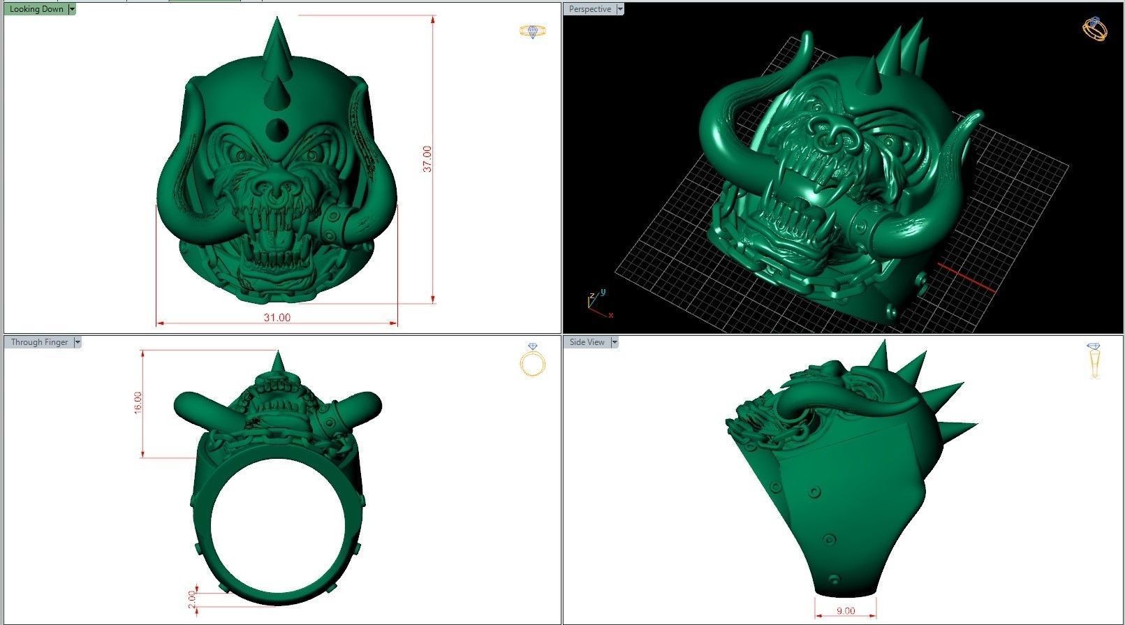 Motorhead Warpig Skull Metal Band Ring 3D model 3D printable | CGTrader