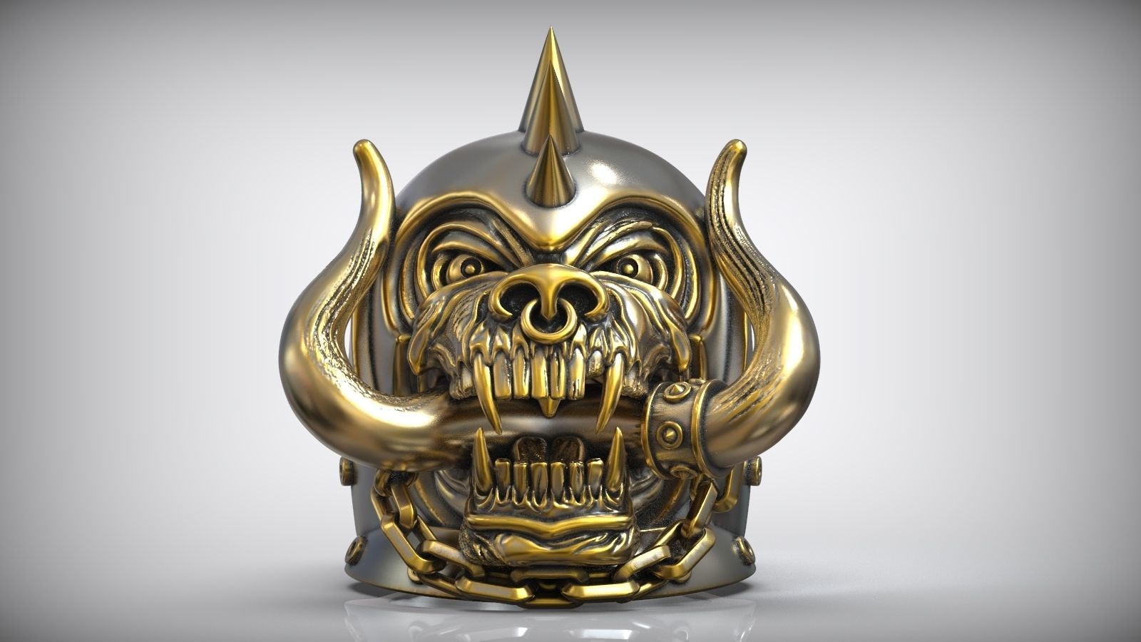 Motorhead Warpig Skull Metal Band Ring 3D model 3D printable | CGTrader