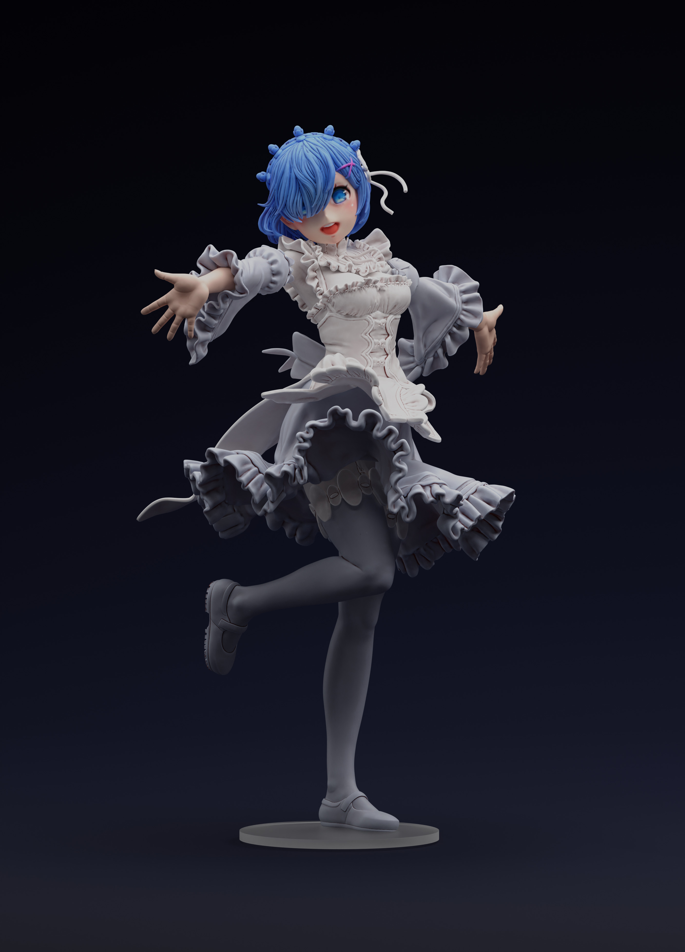 Re Zero Rem 3d print - Maid version 3D model 3D printable | CGTrader
