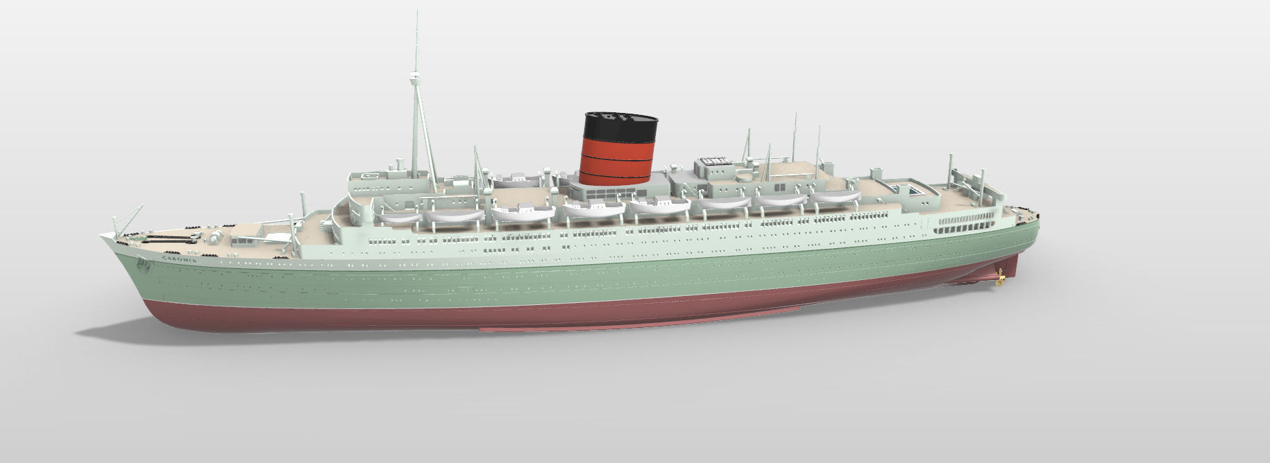 RMS Caronia - Cunards Green Goddess ocean liner and cruise ship 3D ...