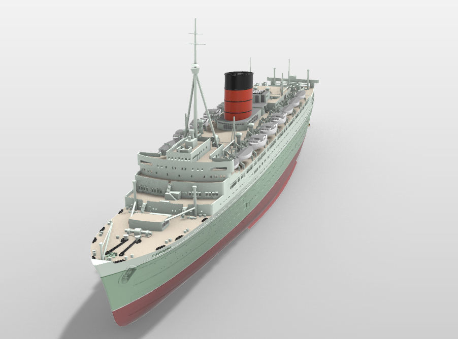 RMS Caronia - Cunards Green Goddess ocean liner and cruise ship 3D ...