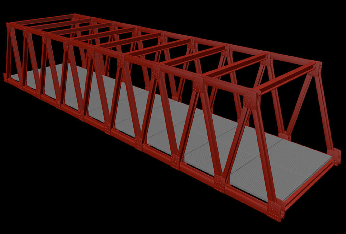 C4D steel bridge model 3D model | CGTrader