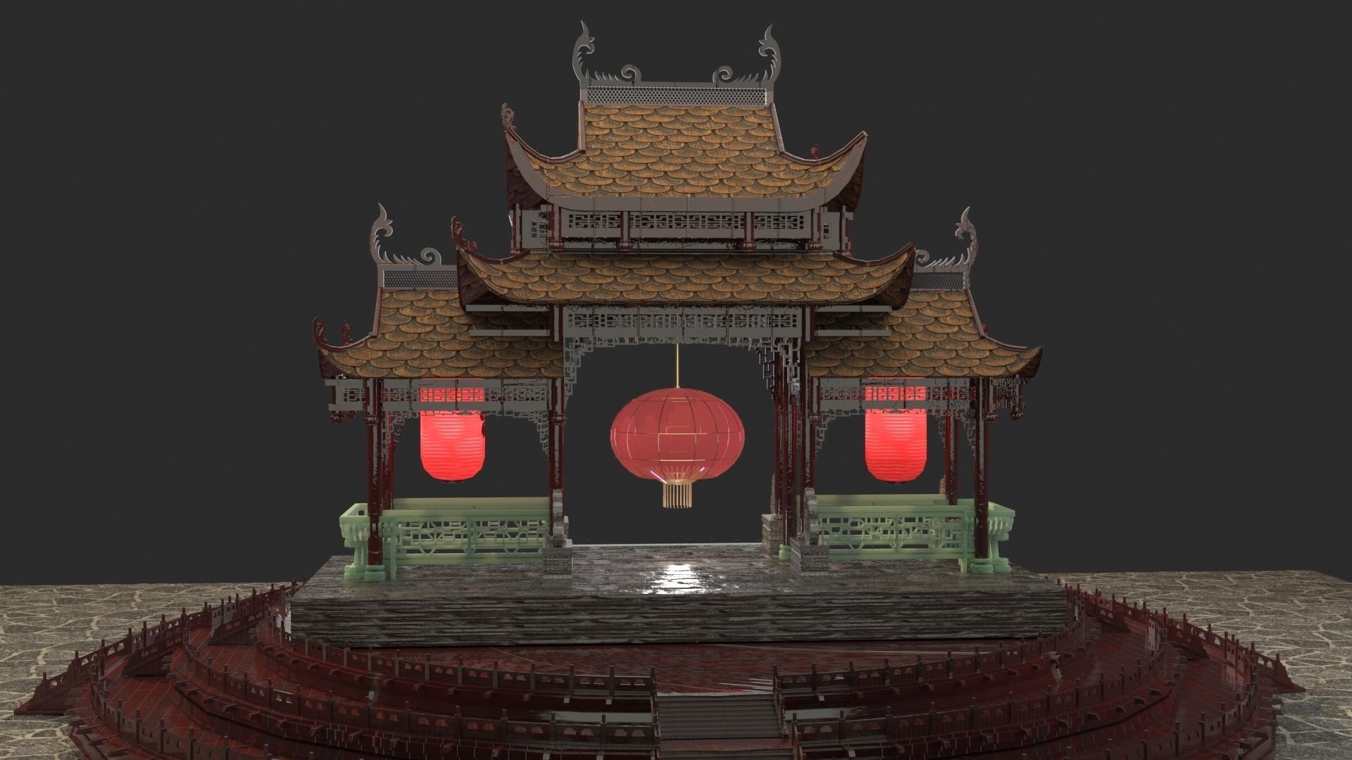 Chinese gate 3D model | CGTrader