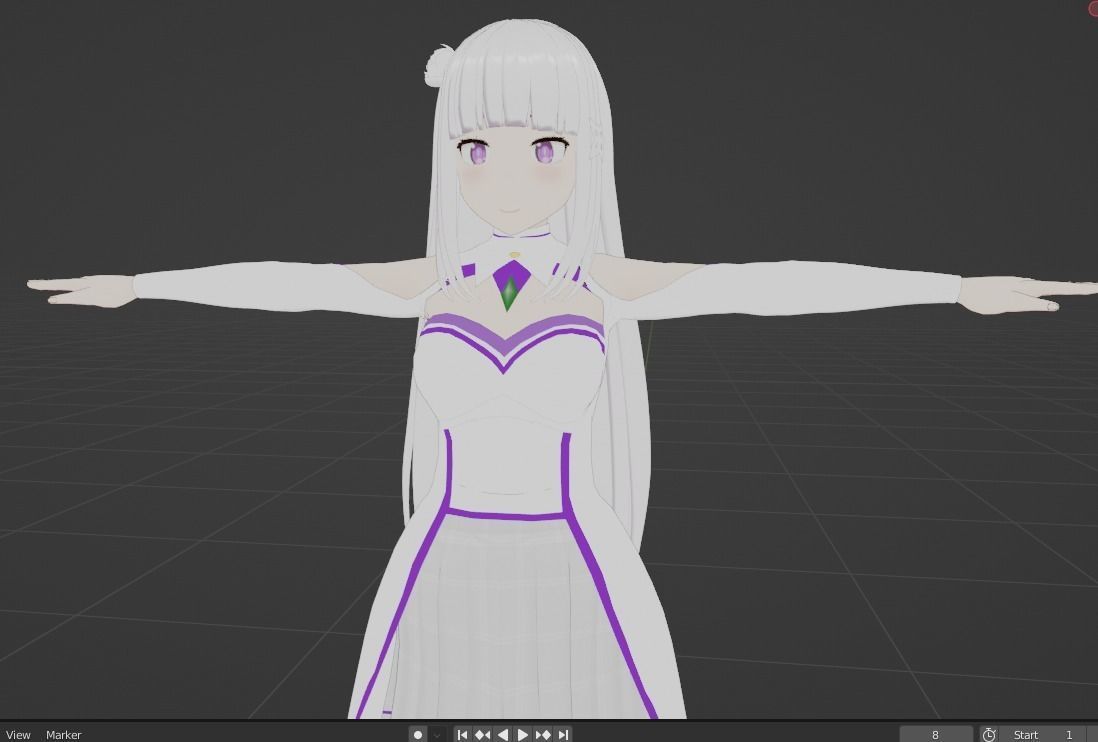 Re0 Emilia blender VRM ready free 3D model rigged | CGTrader