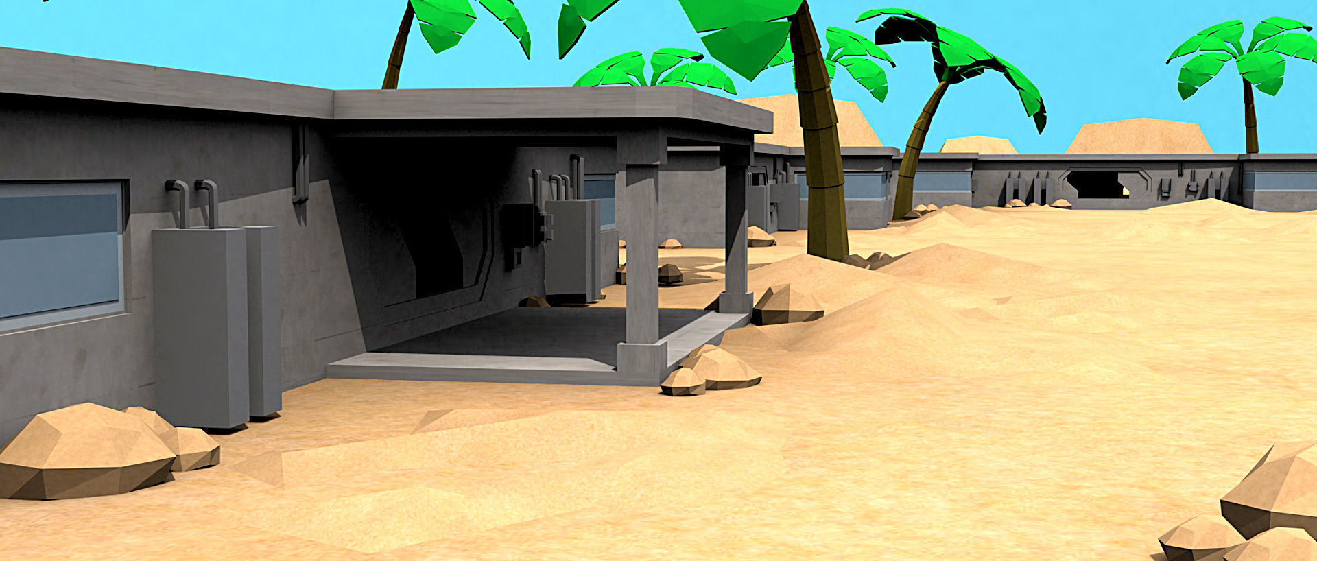 3D model Desert Base Low Poly Sci-Fi Modular Pack VR / AR / low-poly ...