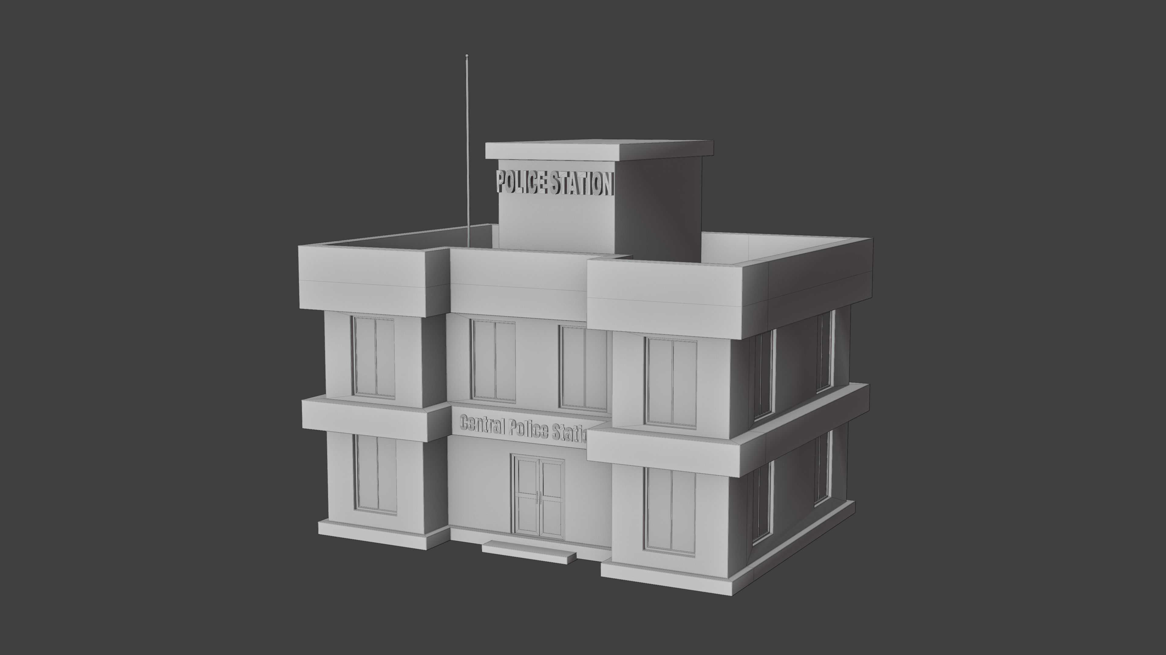 Police Station 3D Model - Simple Police Station Game Asset 3D model ...