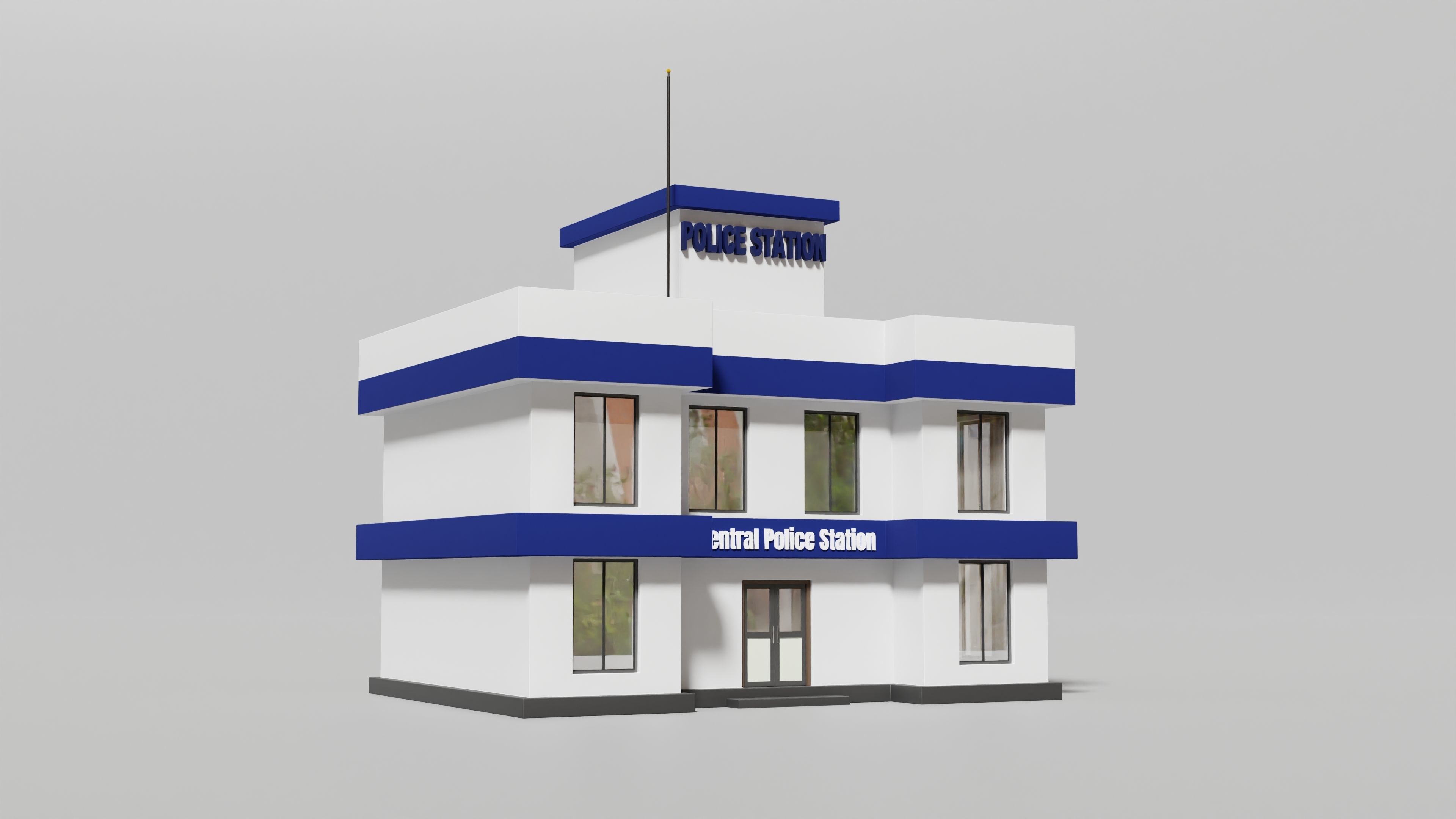 Police Station 3D Model - Simple Police Station Game Asset 3D model ...