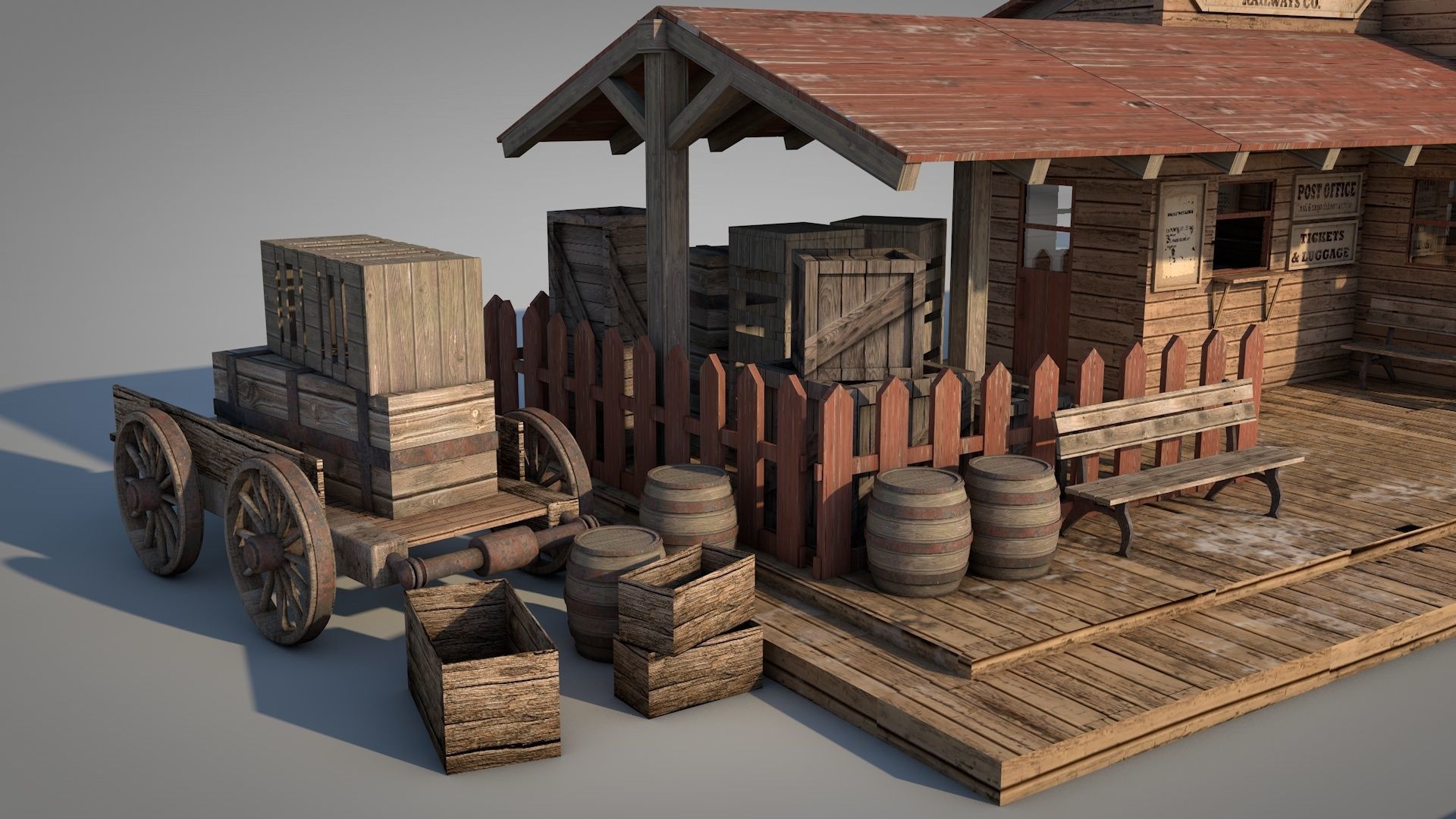 Tucson City Vintage Western Train Station 3D model | CGTrader