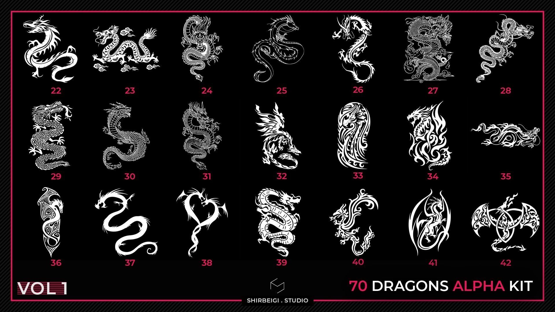 70 Dragons Alpha Kit - PNG and JPG Texture | CGTrader